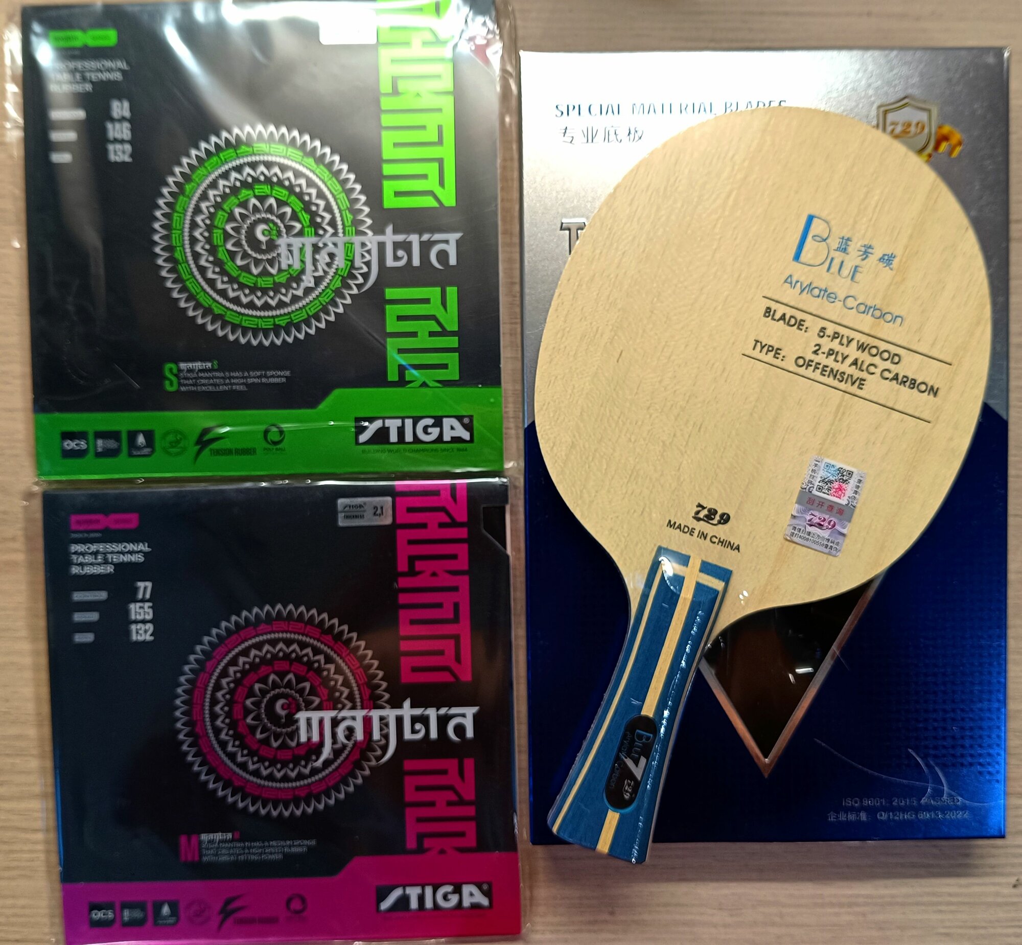 Ракетка STIGA Mantra M + S, основание 729 Blue ALC Carbon / Профессиональная для настольного тенниса!