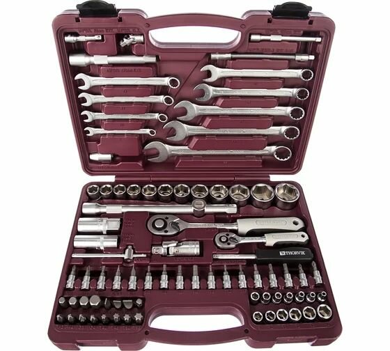 Набор инструмента универсальный THORVIK 1/4", 1/2"DR 82 предмета TS082 (UTS0082)