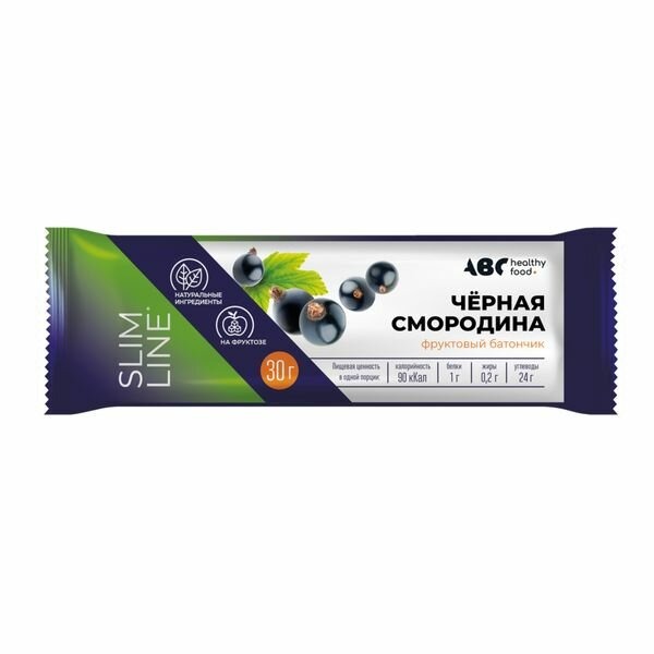 Батончик фруктовый неглазированный с черной смородиной ABC Healthy Food 30г