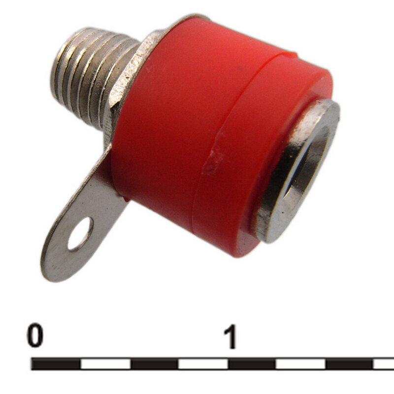 Гнездо Banana 4мм красный, монтаж на панель