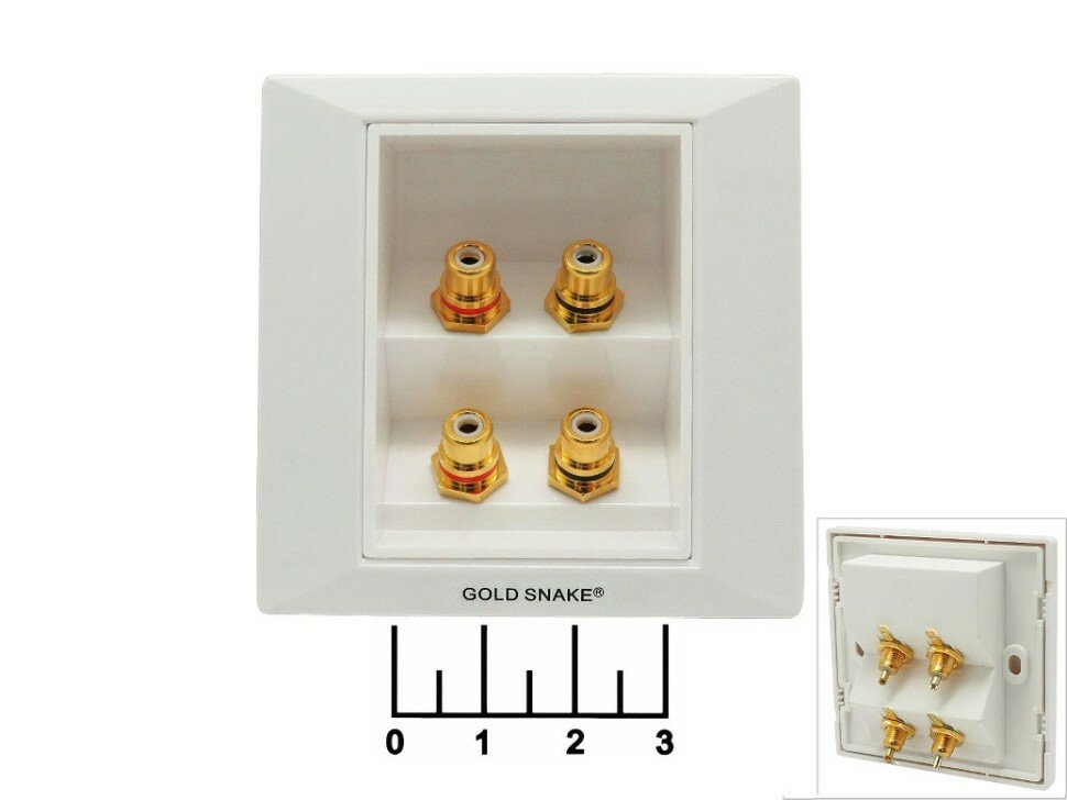 Разъем RCA 4 гнезда gold 85*85мм