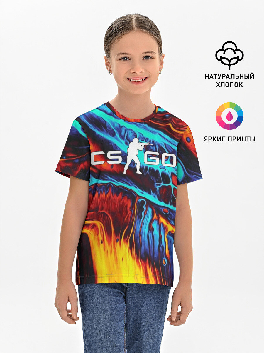 Футболка хлопковая детская CS GO STRIPES FLAME | КС ГО ПЛАМЯ