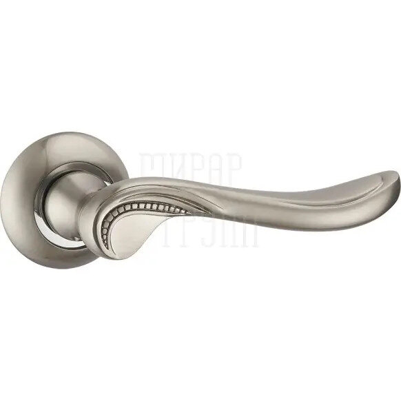 Дверная ручка Punto (Пунто) на круглой розетке "ARFA" TL матовый никель + хром