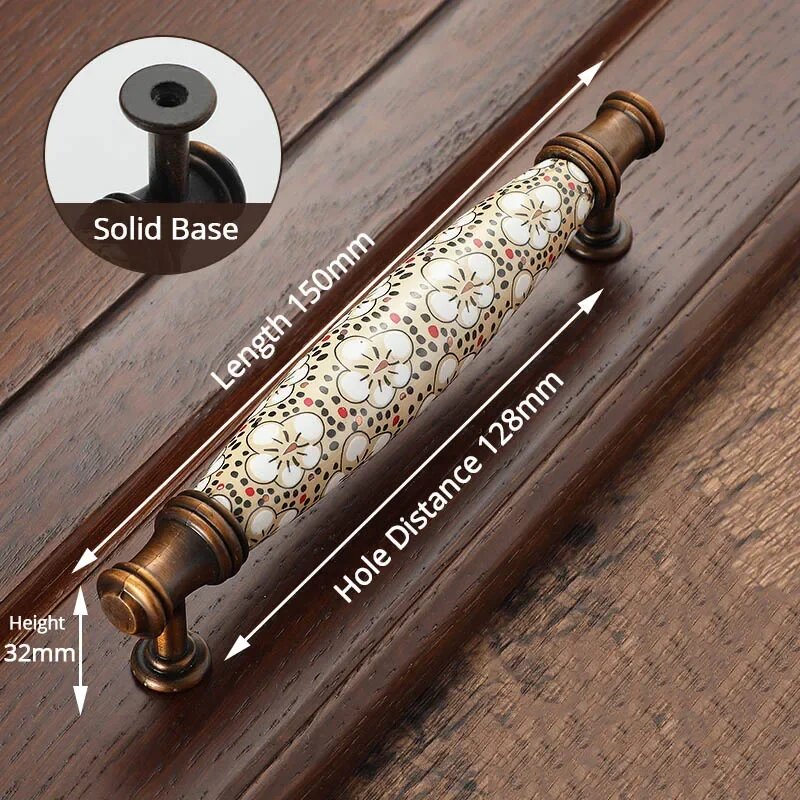 Керамические ручки для шкафа бронзовые, 150x32x128 мм, Handle-1019FG-128