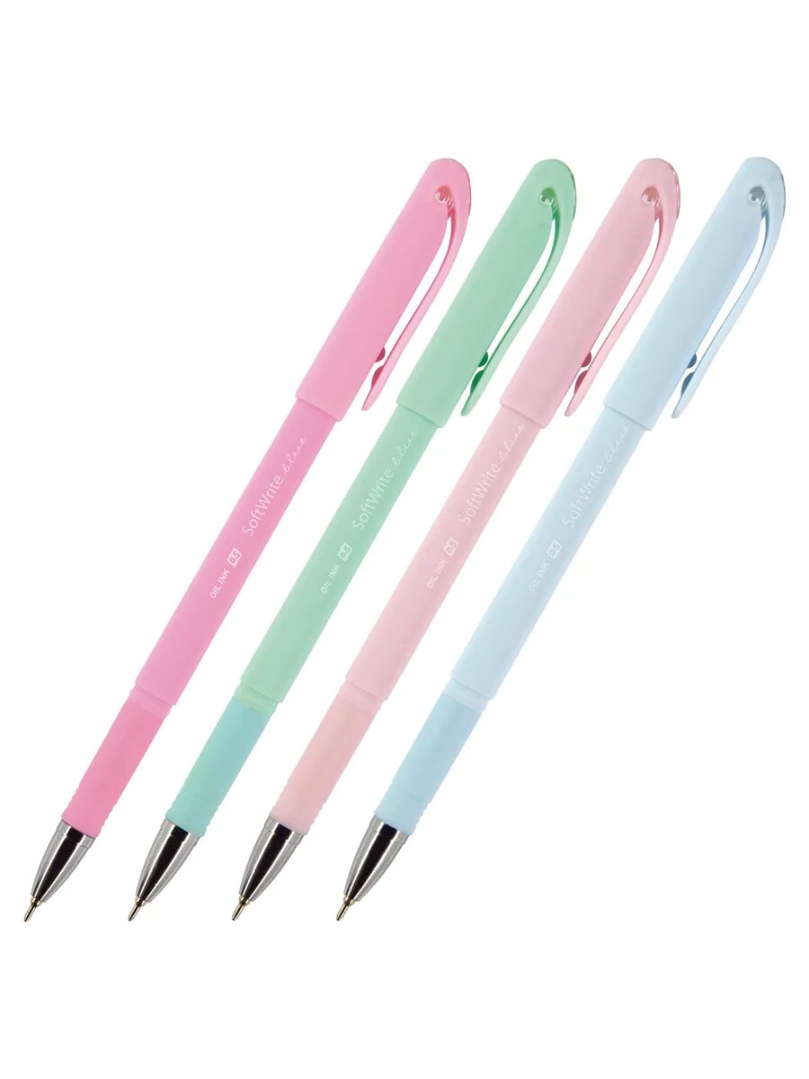 Ручка шариковая 0,4 мм масляная синяя 4 шт.