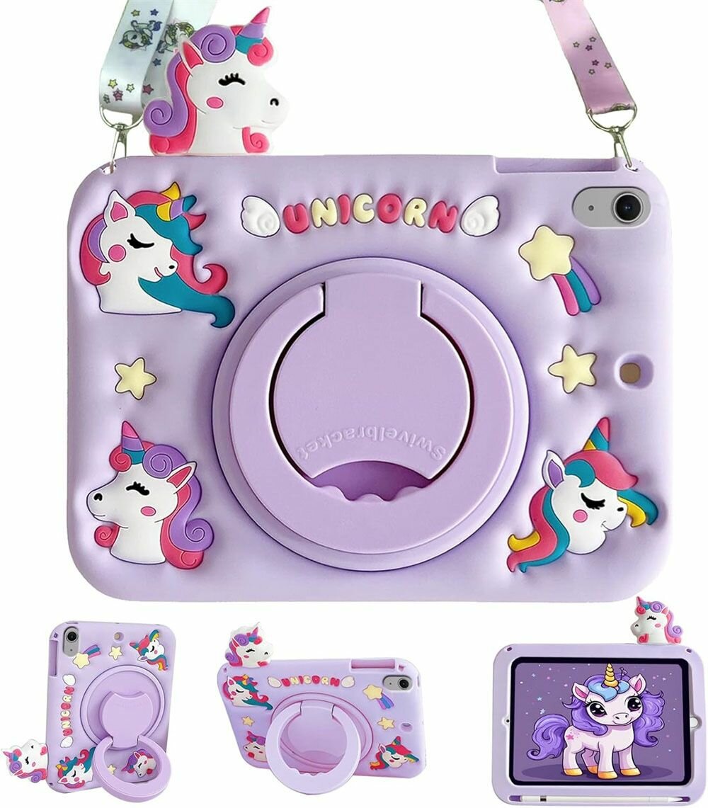 Детская вращающаяся стойка с ремнем защитного чехла для планшета Huawei MatePad SE 11" (2024)