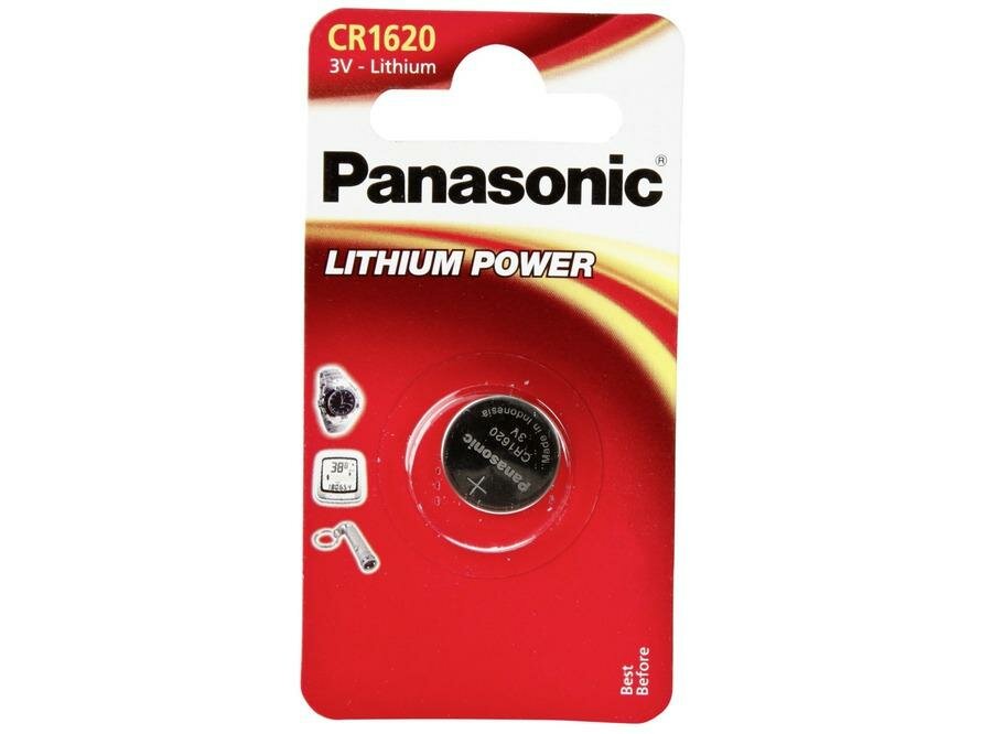 Дисковая батарейка Panasonic CR1620 Lithium Power 3v BL1 CR-1620EL/1B, 1шт.