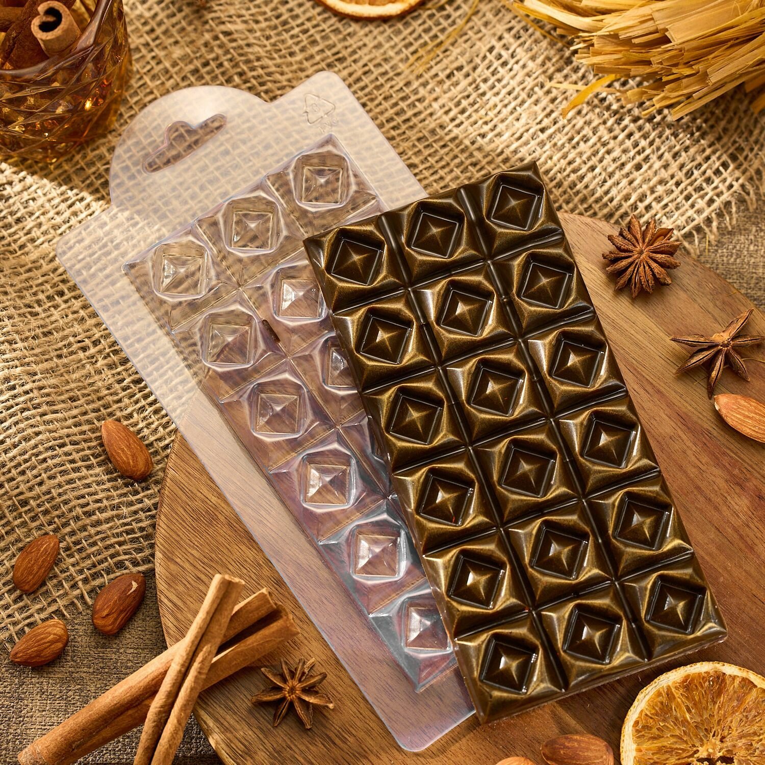 Формочка для шоколада : Квадратики - плитка шоколада молд из толстого пластика