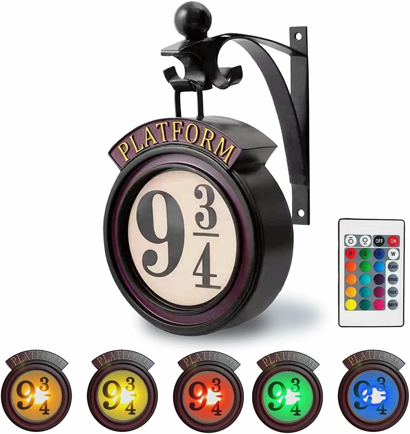 Платформа 9 3/4 Ночник с логотипом Дистанционное управление Металлическое настенное крепление с 16 сменами цвета