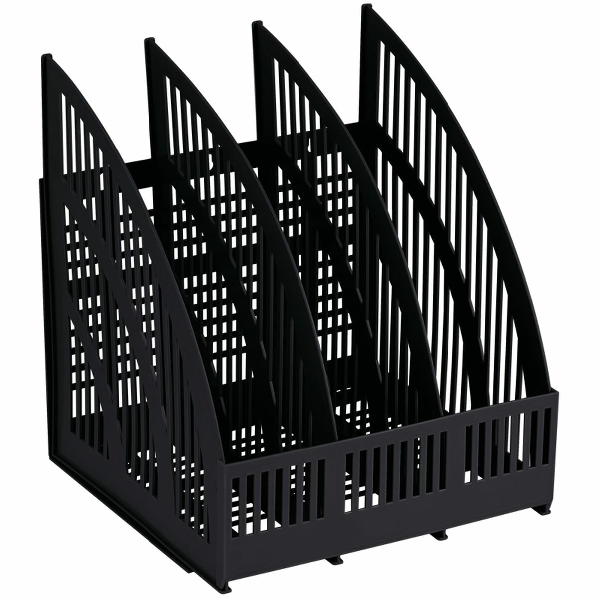 Лоток для бумаг вертикальный Стамм "Line", сборный, 3 отделения, черный (ЛТ454)