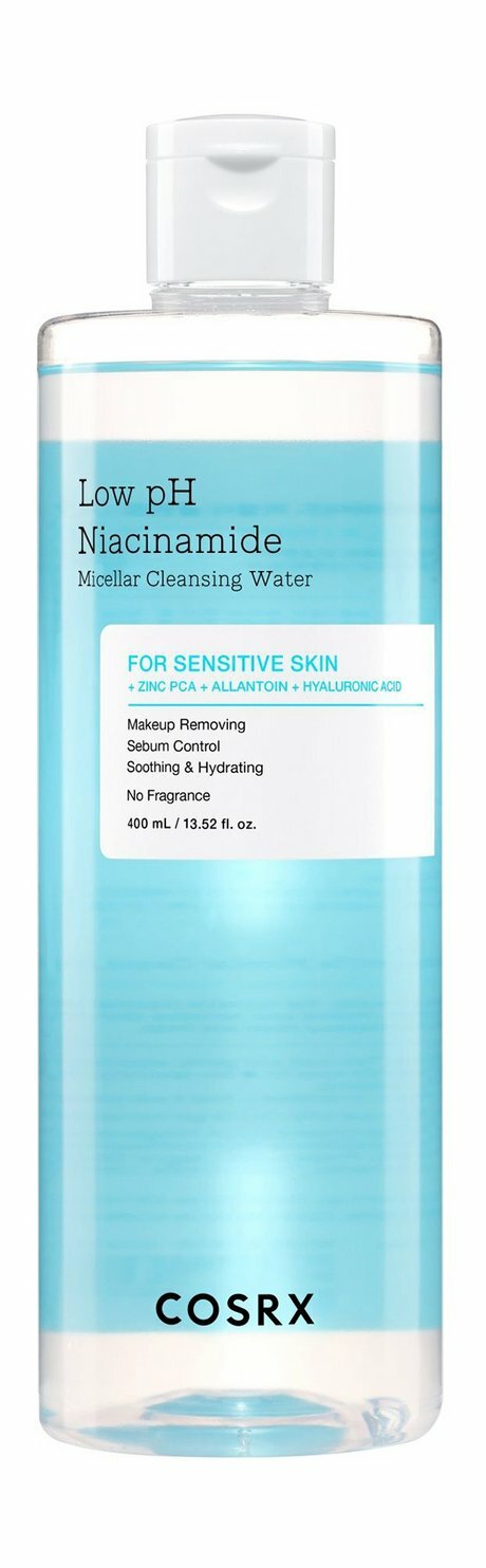 Cosrx Low pH Niacinamide Micellar Cleansing Water Мицеллярная вода для чувствительной кожи лица с низким уровнем pH и ниацинамидом 400мл