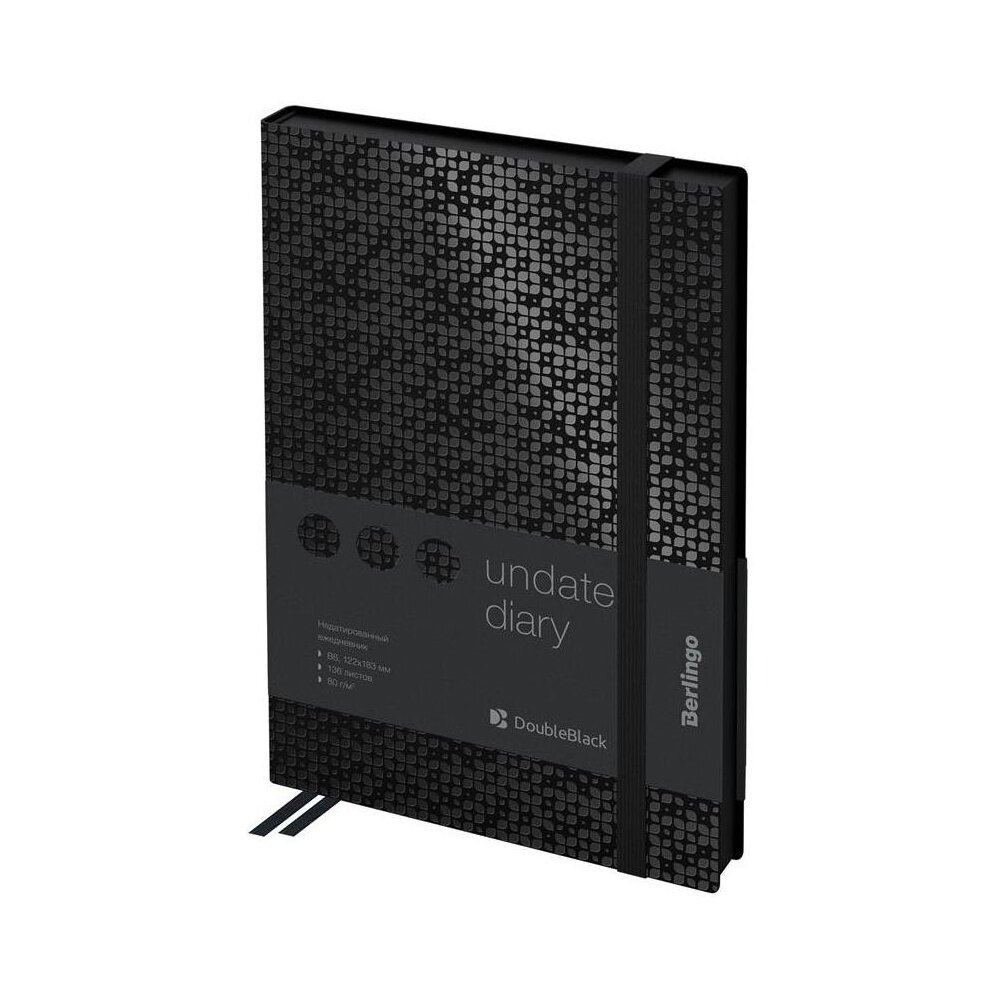 BERLINGO_ UD0_94601 Ежедневник недатированный, в6, 136л, кожзам, berlingo doubleblack, черный, с рисунком, черный срез