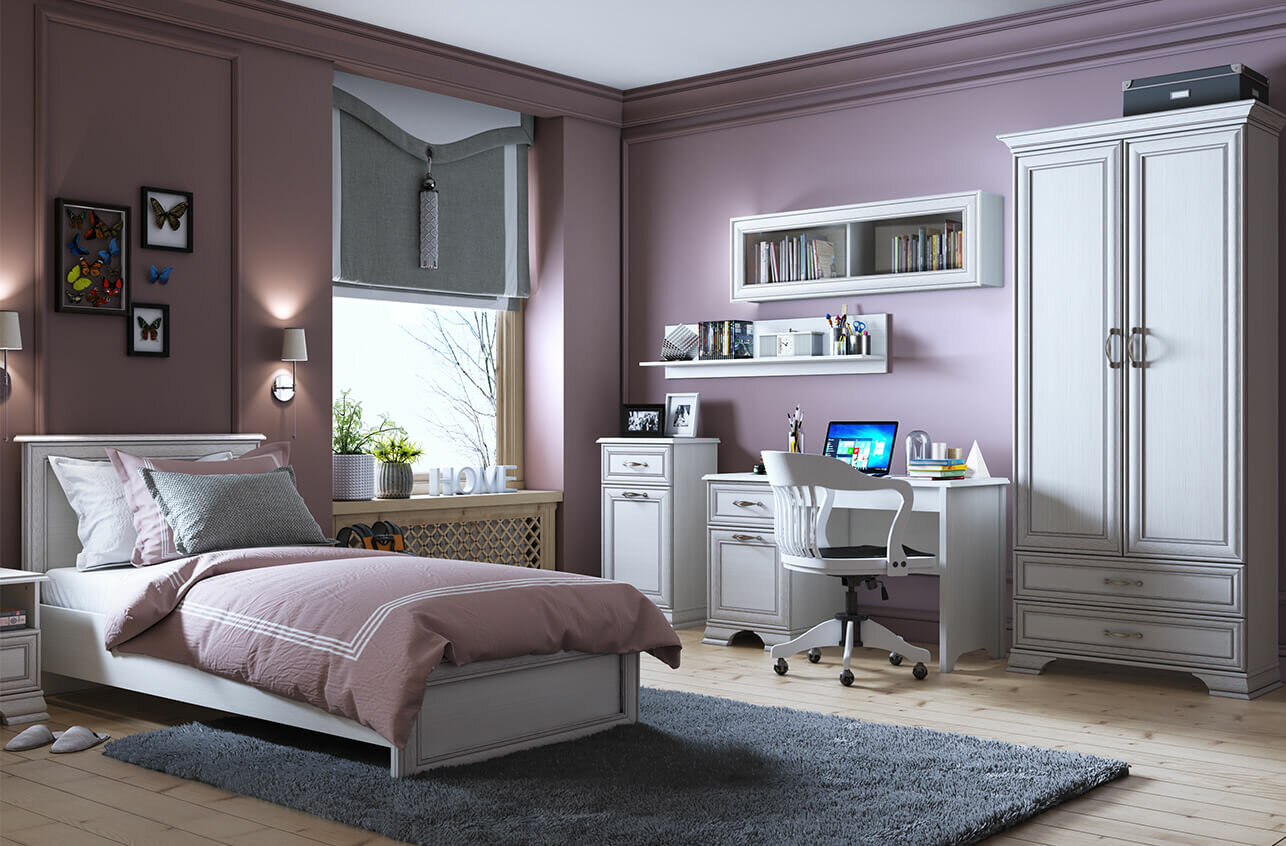 Кровать 2м Вайтлауд под матрас 90 на 200, цвет Бежевый