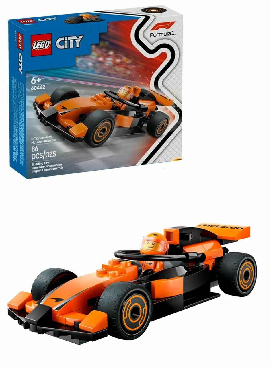 60442 Конструктор LEGO City F1 Driver with McLaren Race Car Пилот F1 на болиде McLaren 86 деталей