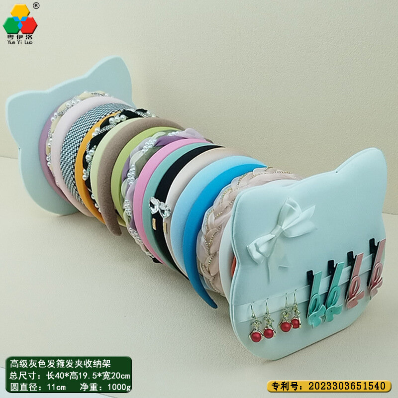 Галстук-бабочка "Мультяшный Кот", для волос, серый, премиум-класс, 40см