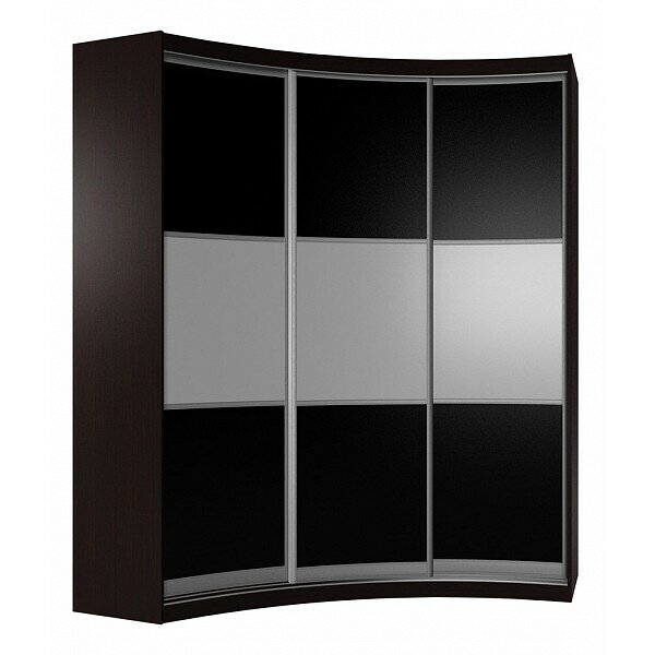 Радиусный шкаф-купе DoorDoor-17 венге / белый, черный 180х220х120 см, цвет на заказ