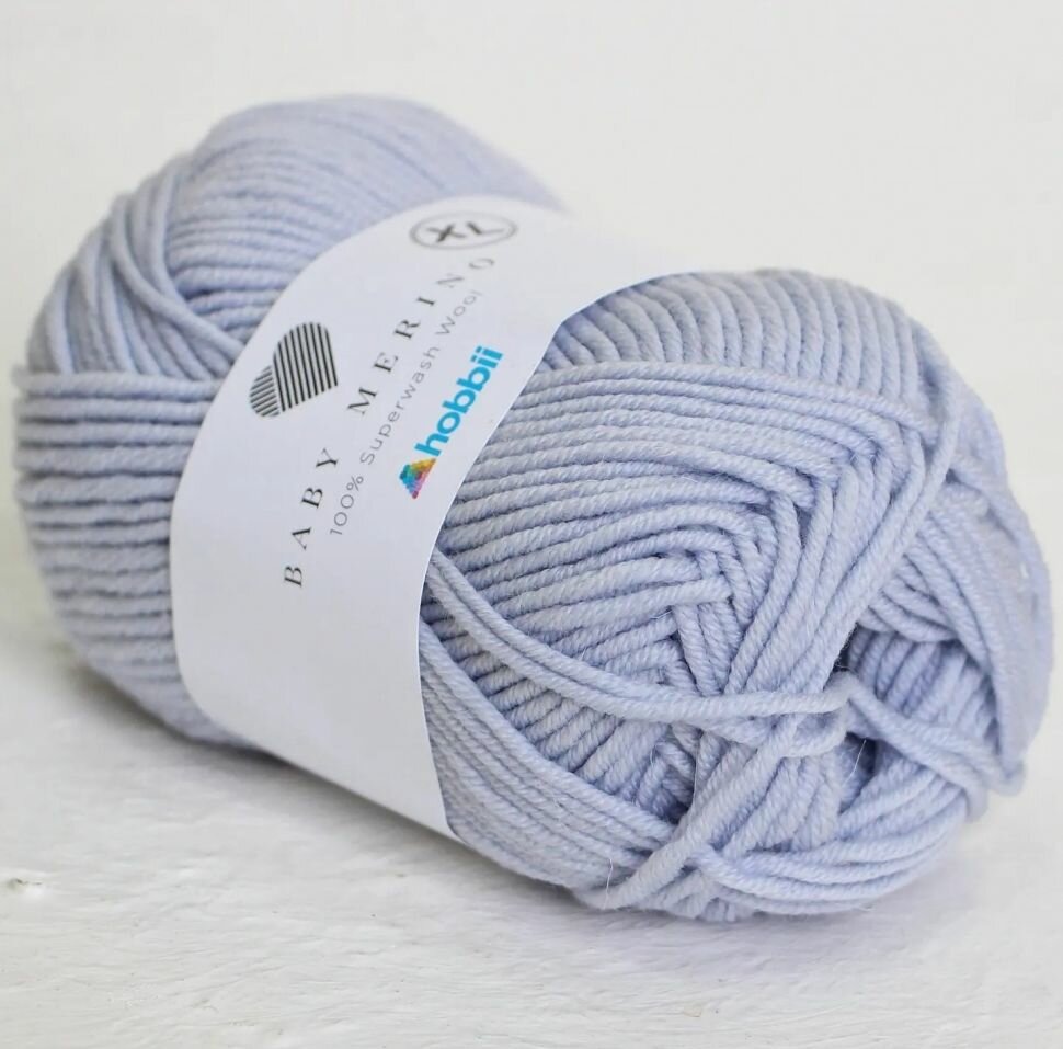 Пряжа Baby merino XL hobbii цвет 16 талая вода, 10шт*(105м/50г), 100% мериносовая шерсть