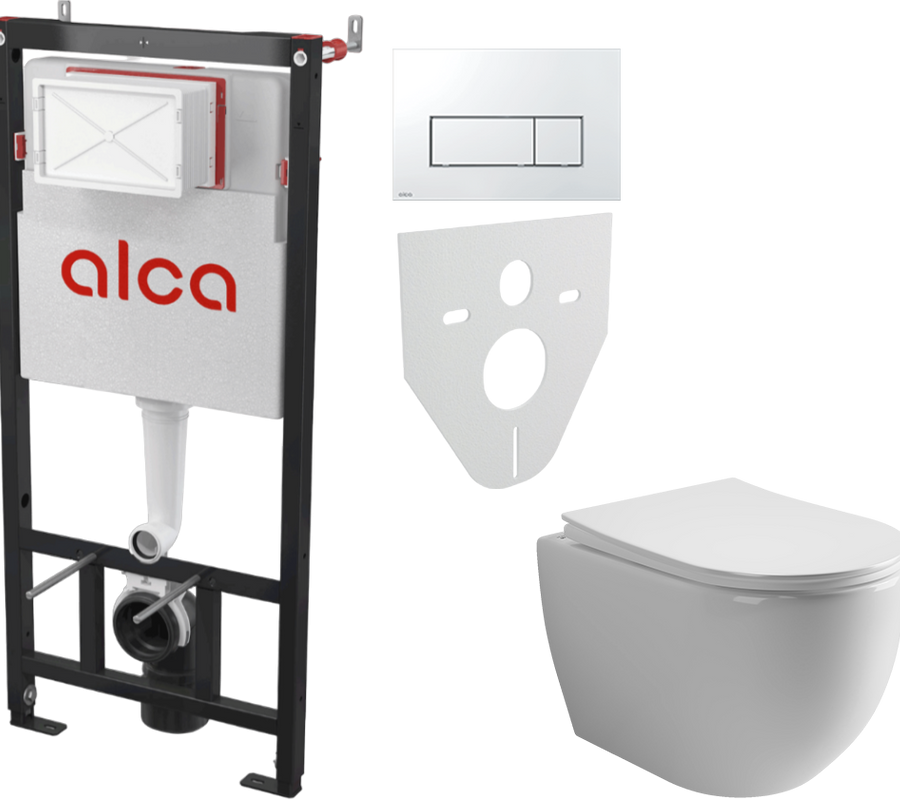 Комплект Унитаз подвесной Ceramicanova Mia Rimless CN1805 + Инсталляция AlcaPlast AM101/1120-4:1 RU M571-0001 кнопка смыва хром