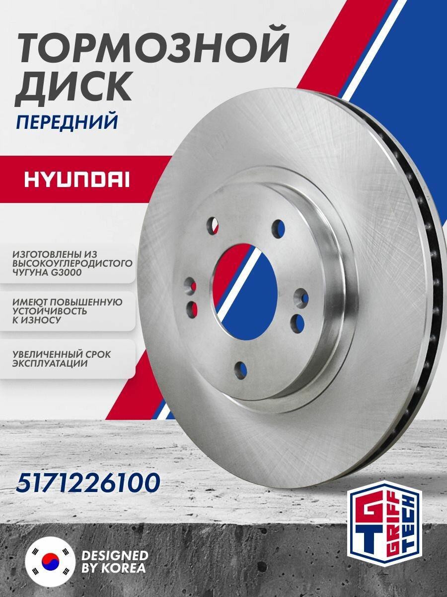 Тормозной диск передний GRIFF TECH 294мм 16' Hyundai Santa Fe Classic (2000.6 - 2006) / Хендай Санта-ФЕ / 5171226100