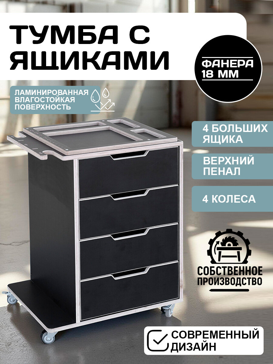 Тумба инструментальная на колесах с ящиками, комод для инструмента в гараж и мастерскую