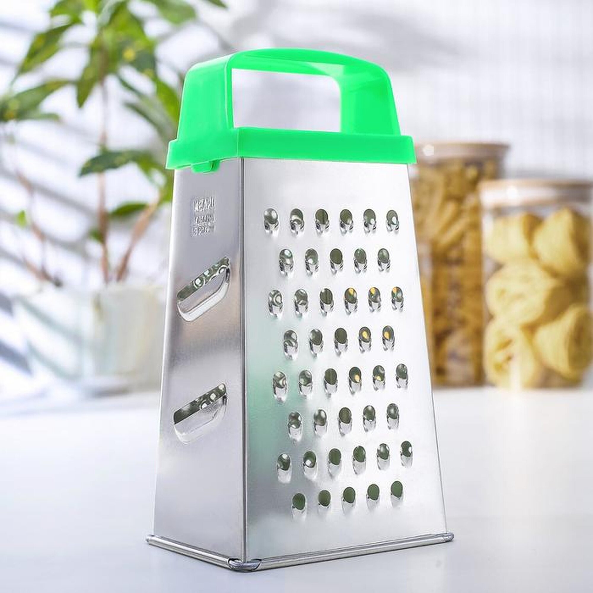 Тёрка Доляна, 4 грани, 11×8,5×22 см, ручка пластик, цвет микс