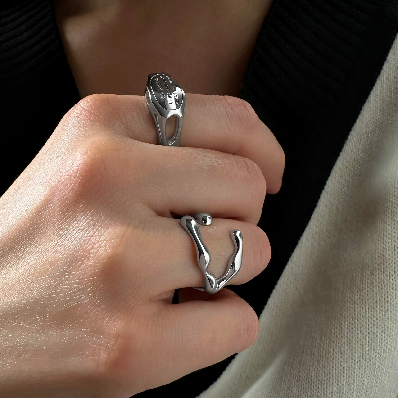 Кольцо широкое, серебро, 925 проба, родирование