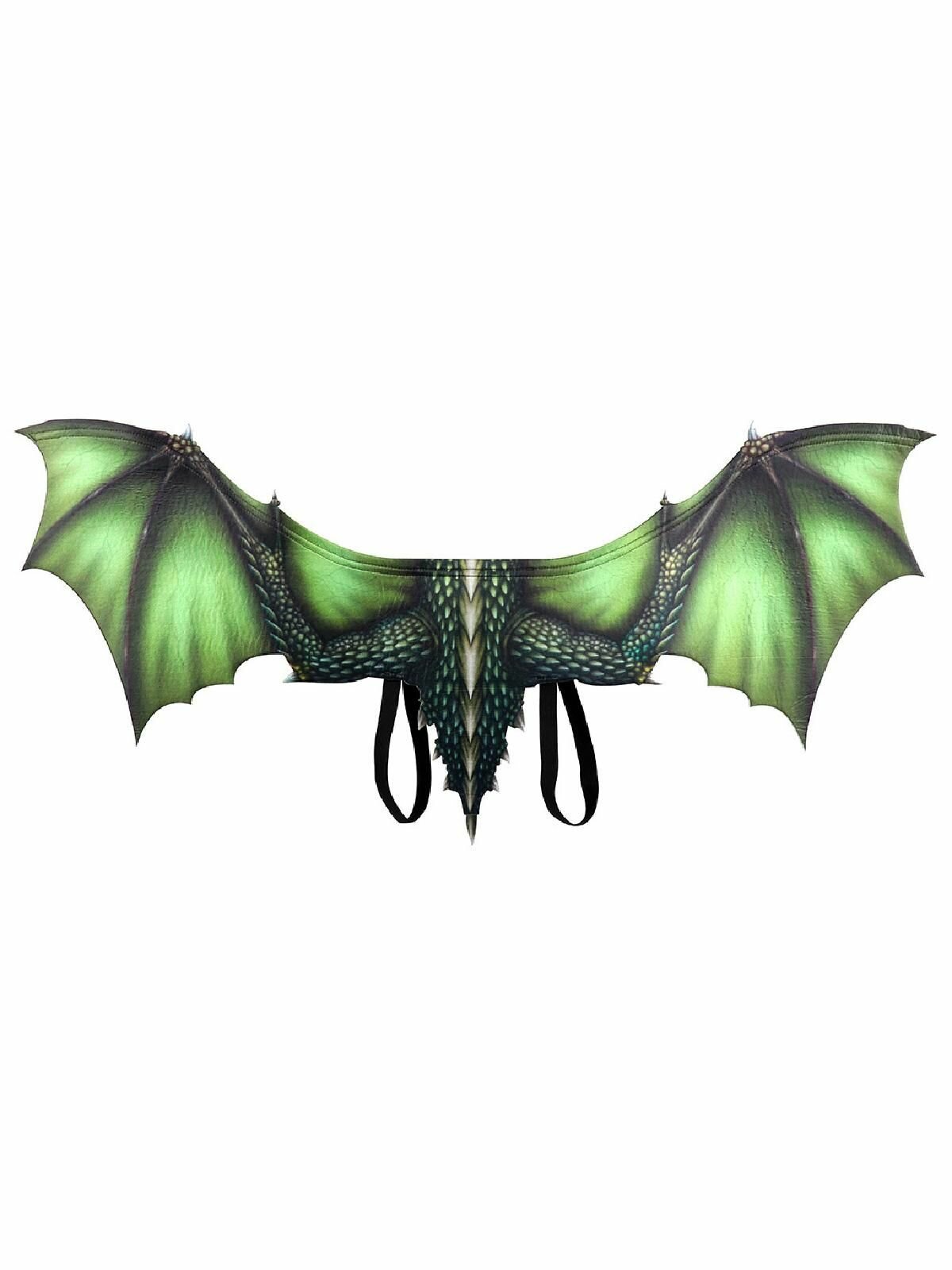 Карнавальный костюм дракона с маской и крыльями, Зеленый