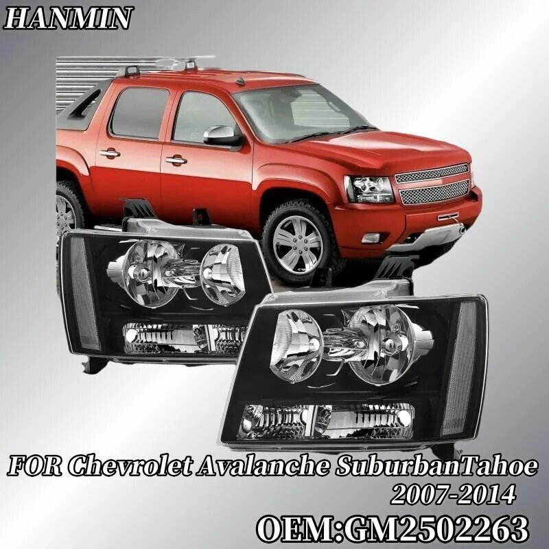 HanMin Фары автомобильные, 1 шт, арт. Для Chevrolet Avalanche SuburbanTahoe автомобильные фары 2007-2014