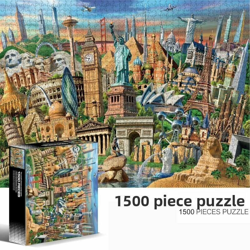 Rainbow puzzle birdhouse world landmarks and artworks jigsaw for hobbyists and collectors