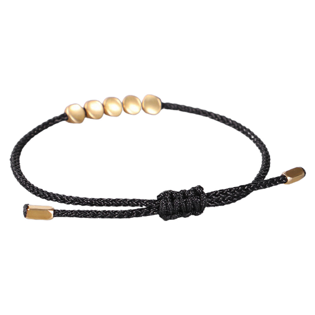 2 шт. браслет с тибетскими медными бусинами, регулируемый, ручной работы, буддийский узел, красно-черная веревка для мужчин и женщин