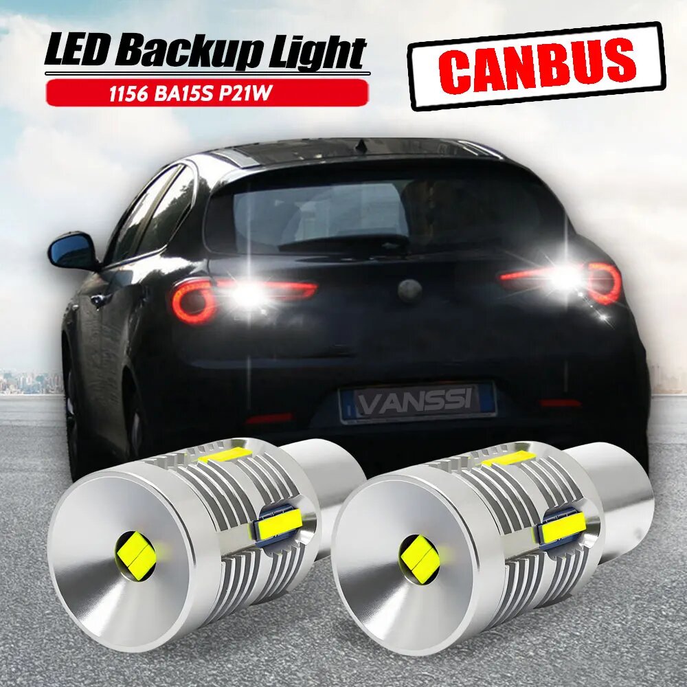 2 светодиодные лампы 23W 1156 BA15S P21W CANBUS без сбоев, встроенный резистор против сверхвспышки 7506 белый запасной задний фонарь
