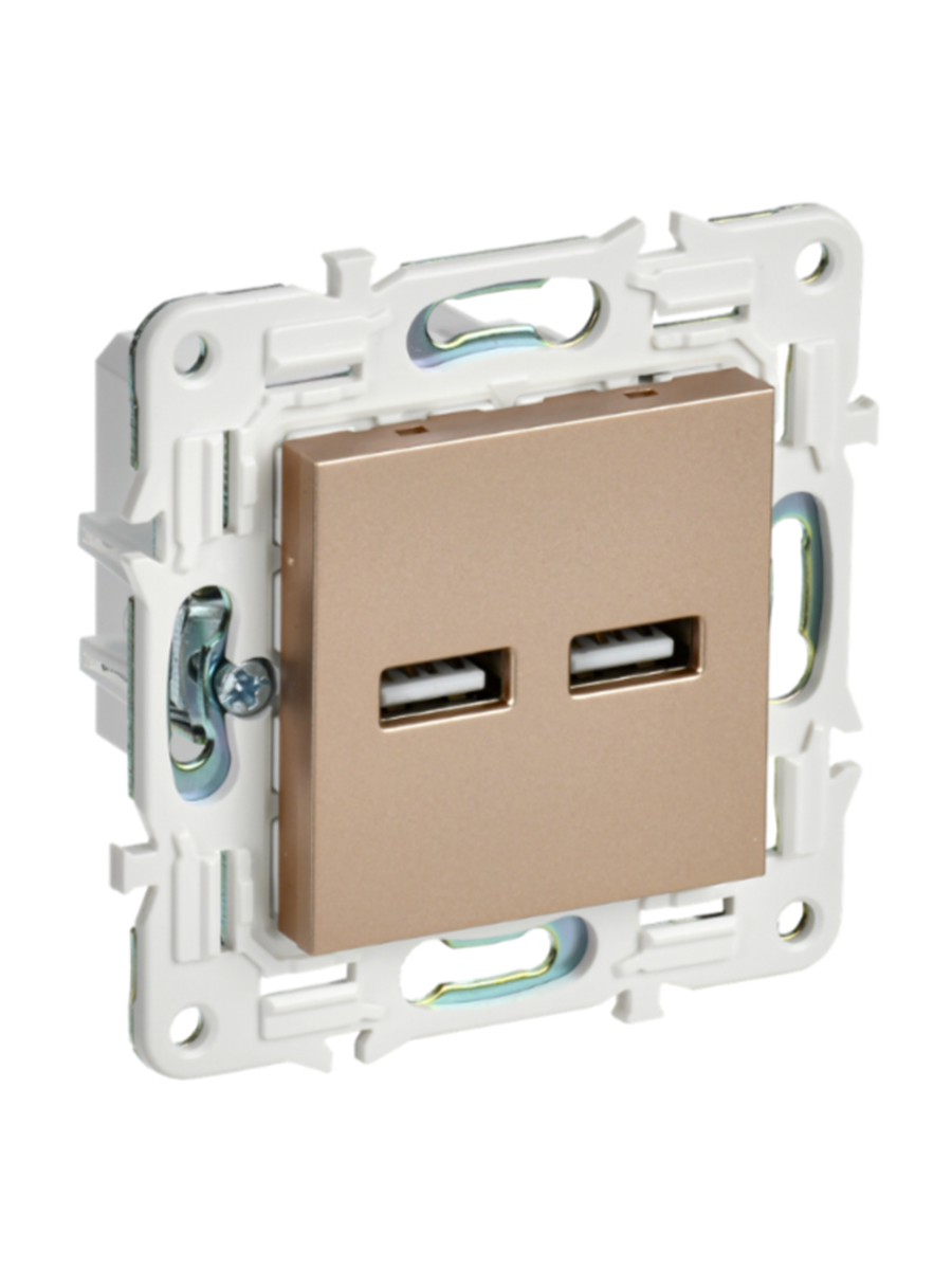 Механизм розетки IEK SKANDY USB A+A 3,1А SK-R15Sa песочный SK-U21-D31-K98