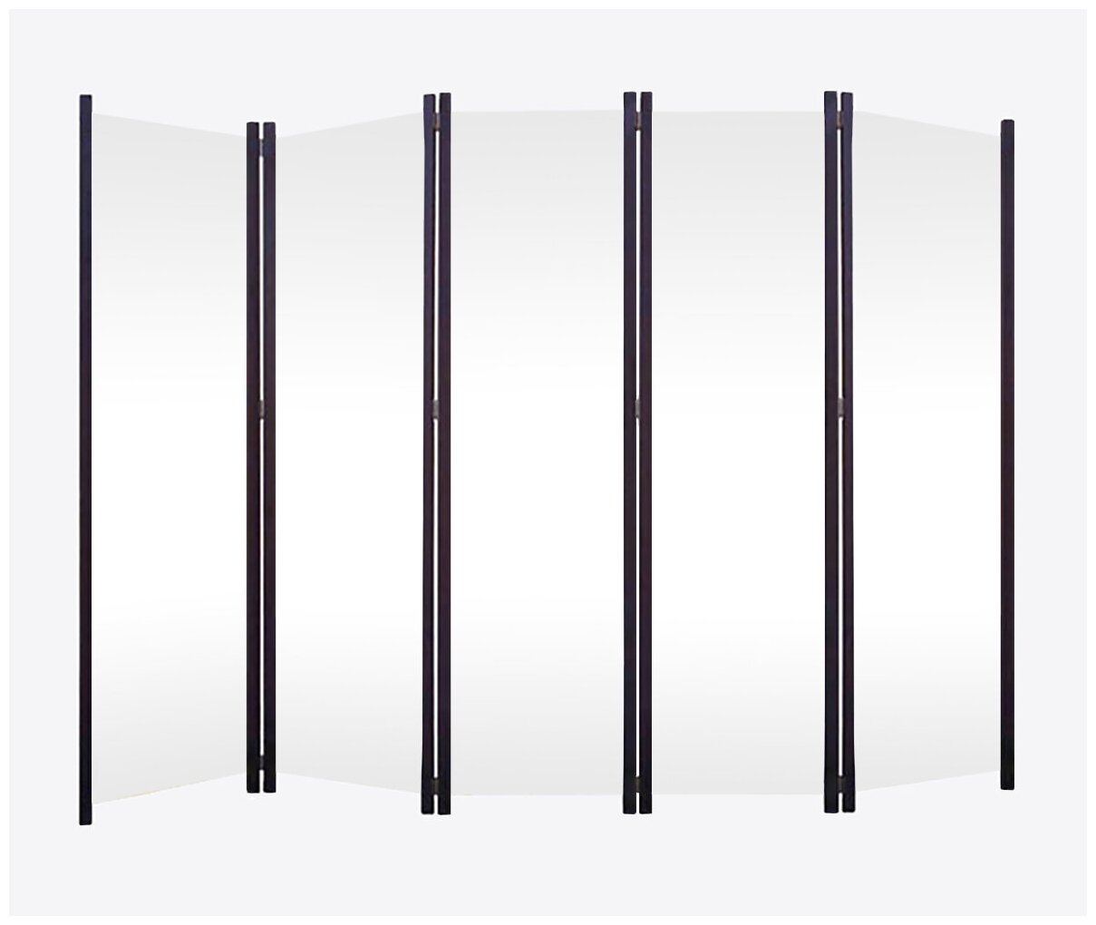 Ширма перегородка легкая мобильная «Классик» - 5 створок полотна белые каркас черный размер (175х250см)