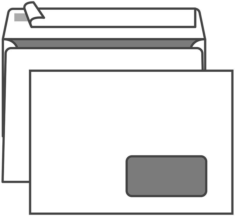 Конверт C5, KurtStrip, 162*229мм, б/подсказа, с прав. окном, отр. лента, внутр. запечатка, 1000 штук, 207350