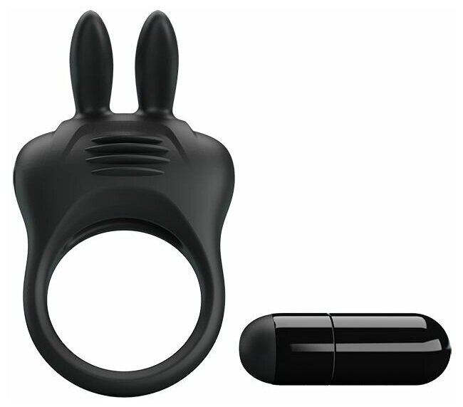 Черное эрекционное кольцо с вибрацией Davion, черный