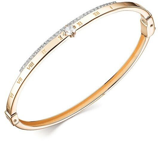 Браслет, красное золото, 585 проба, фианит