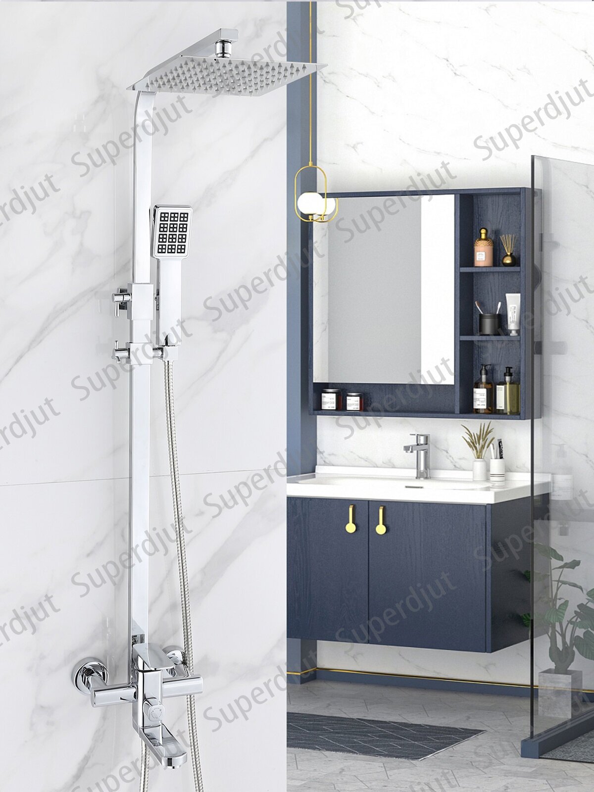 Душевая система с тропическим душем из латуни Hansen H33001 хром