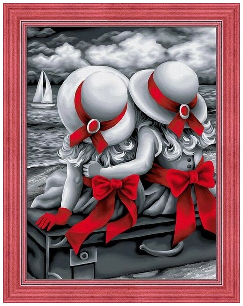 Набор Алмазная живопись #АЖ-1614 Сестрички, Алмазная Мозаика, 30 x 40 см