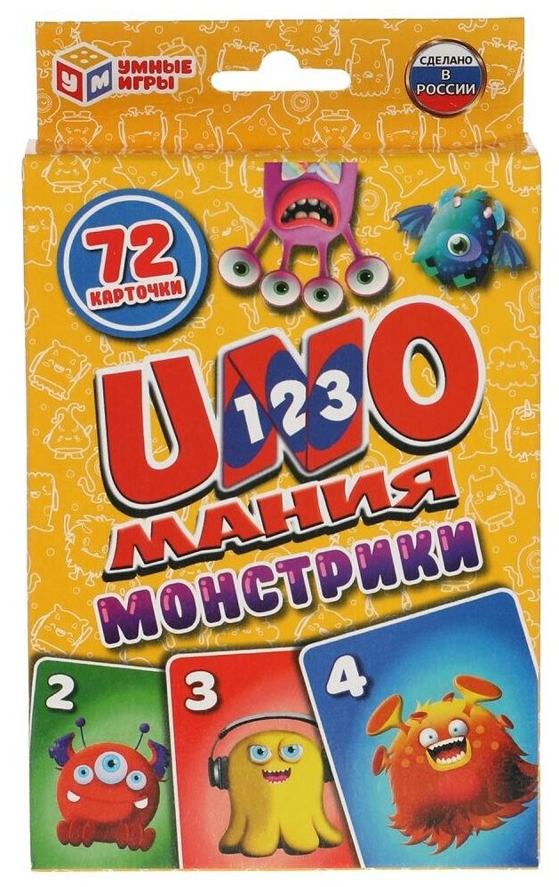Уномания Монстрики, карточки 72 шт. 85х62 мм, серия Умные игры 4680107915191