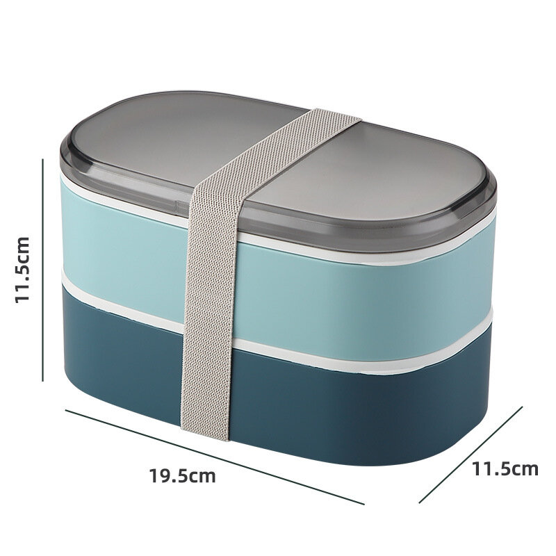 Японский двухъярусный микроволновый безопасный пластиковый бенто-бокс с посудой и разделителем, удобный контейнер для