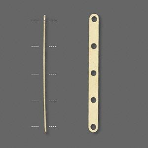 Разделитель, 35х3мм, гладкий, на 5 отверстий, базовый материал - латунь, позолоченный, 2 шт.