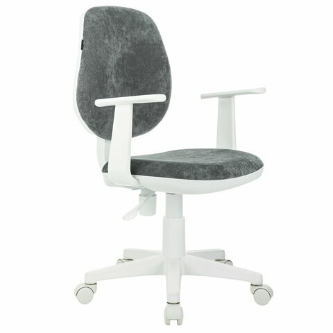 Кресло детское BRABIX «Fancy MG-201W»с подлокотникамипластик белыйвелюрсерое533010