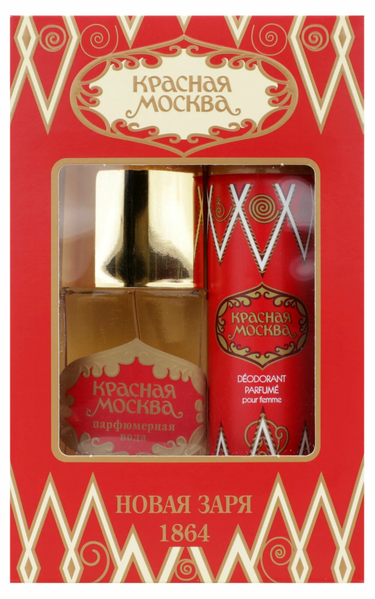 Новая Заря Красная Москва набор: парфюмерная вода 50 мл, дезодорант 75 мл