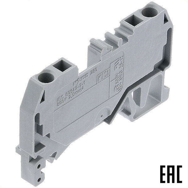 Клемма 280-901 серая 24А 800В фронтальный монтаж 2,5мм2 ширина 5мм Wago (8 шт. в наборе)