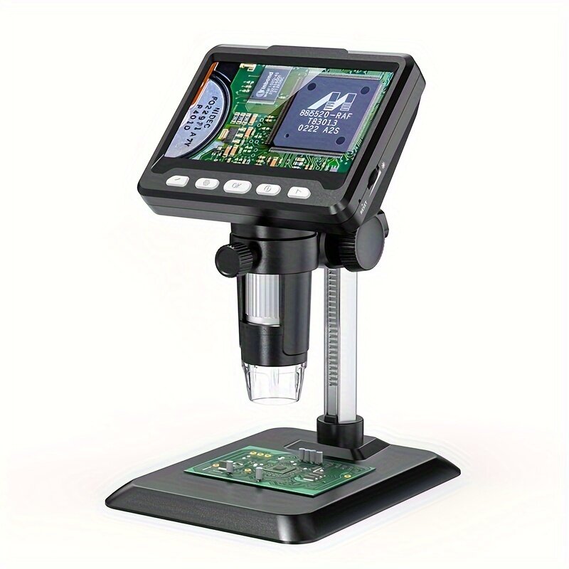 4.3-дюймовый цифровой микроскоп с 8 светодиодами, 1000X увеличение, реалистичный рендеринг, компьютерный микроскоп, электронный биологический микроскоп