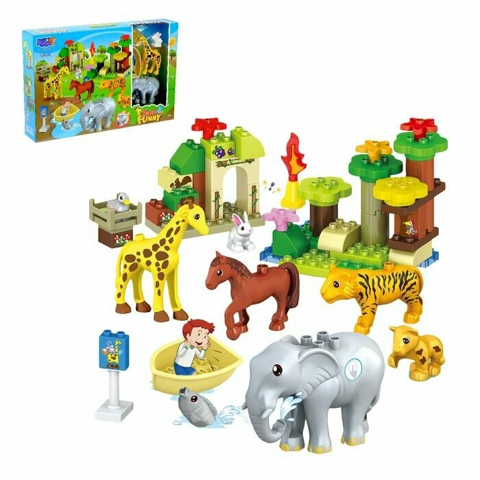 Конструктор StaPaw "Забавный зоопарк", 51 деталь, пластик, в коробке (3601)