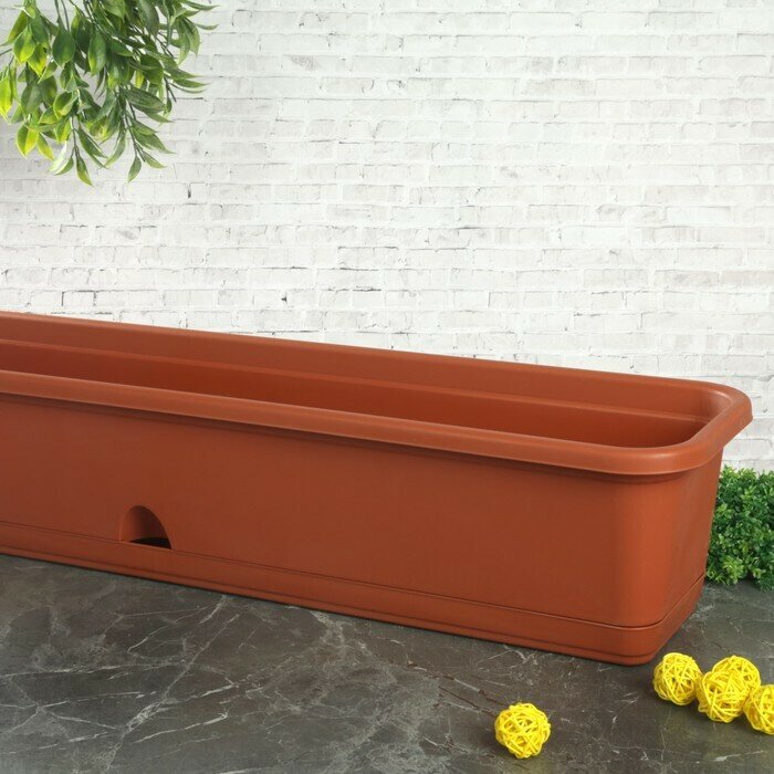 Ящик для цветов Idea балконный, с поддоном, 80 см, цвет терракотовый (1155762)
