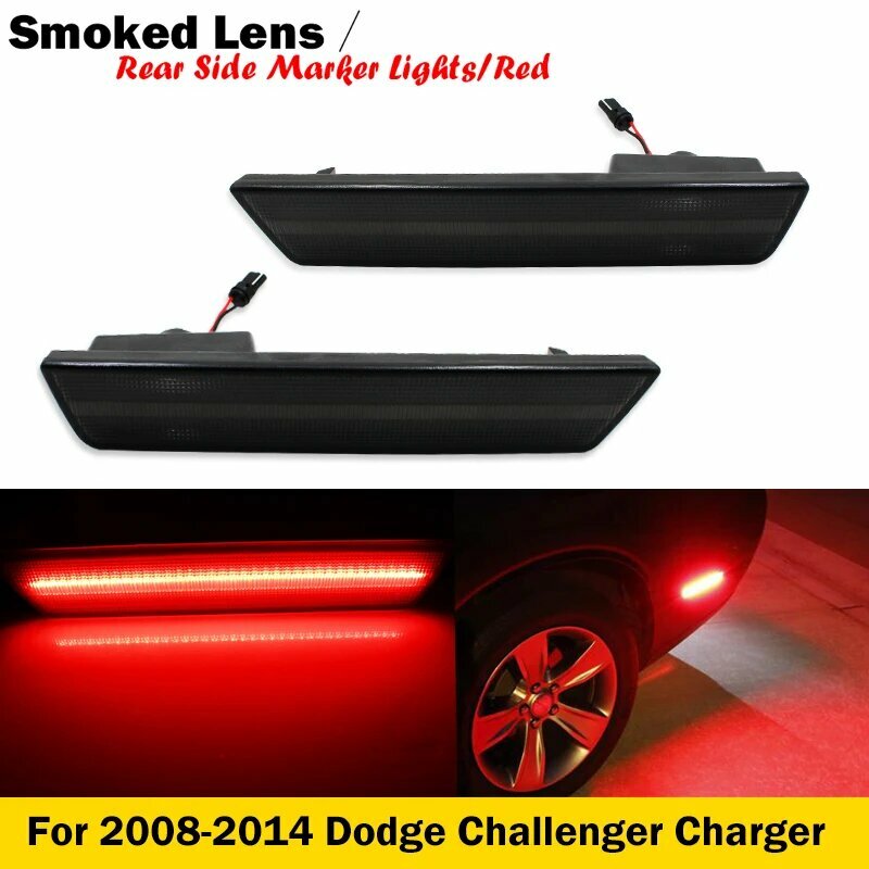 IJDM Янтарный/красный полностью светодиодный боковой габаритный фонарь для 2008-2020 Dodge Challenger указатель поворота/парковочный фонарь, OEM Sidemarker Lamps 08-14 Rear Red