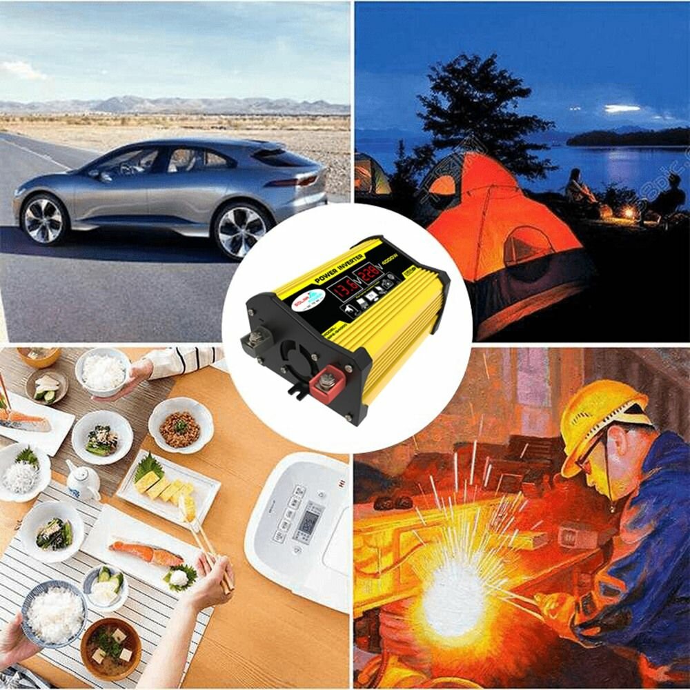 DC 12V в AC 220V 4000W Автомобильный инвертор LED дисплей Многофункциональный 2 USB преобразователь питания зарядное устройство адаптер