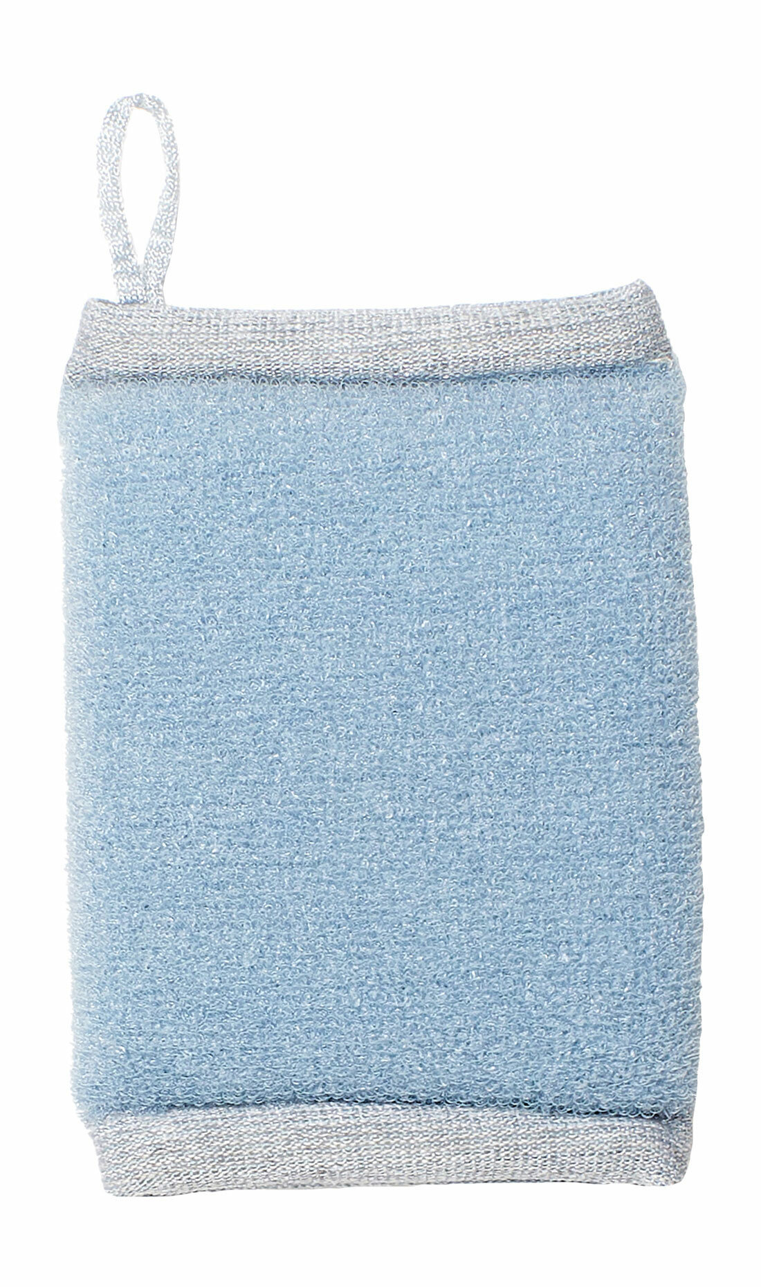 VIVAL Мочалка-брикет двусторонняя 2 в 1 из хлопковой и массажной нити голубая